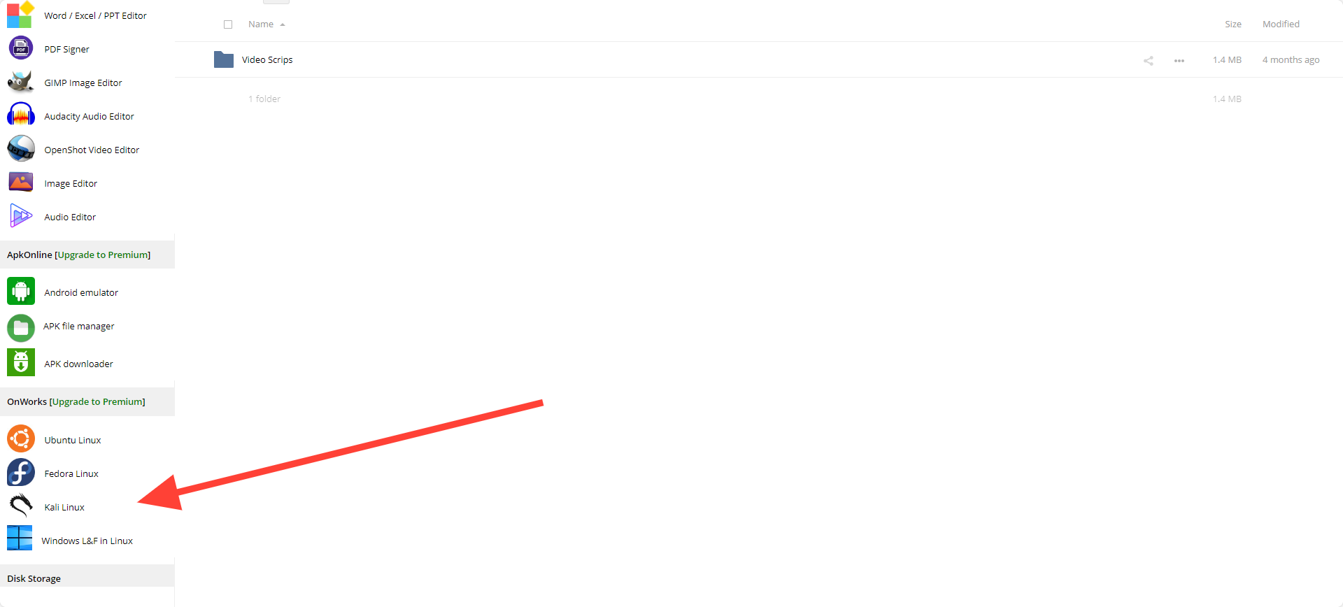 How to Use Kali Workstation for free on Megadisk? - OnWorks