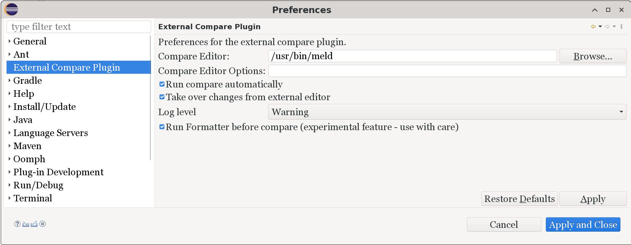 External Compare - Eclipse Plugin