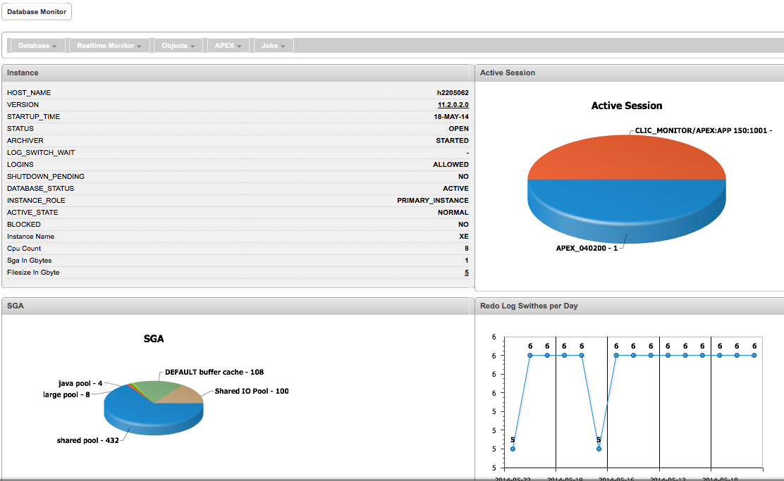 Oracle Apex Database Monitor