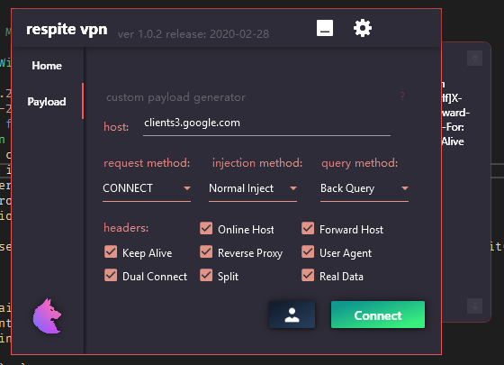respite vpn - ssh client / http injector