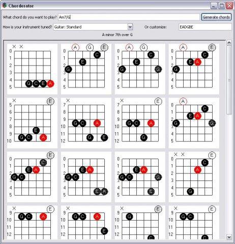 The Chorderator Chord Generator to run in Windows online over Linux online