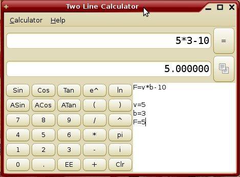 Two Line Calculator to run in Windows online over Linux online